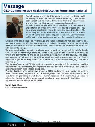 Pakistan Institute of Rehabilitation Sciences (PIRS) Islamabad ...