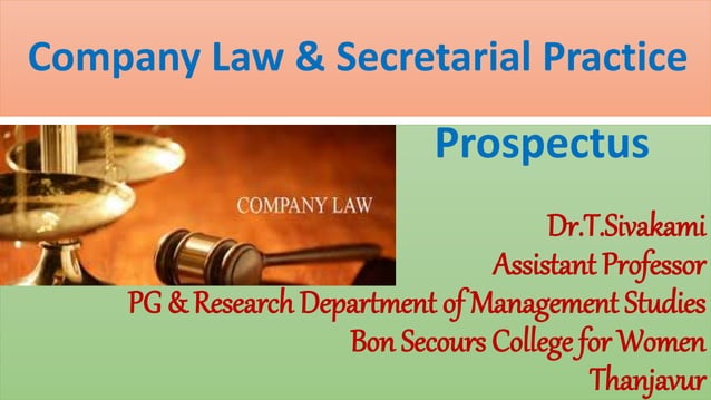 ***Company Law & Secretarial Practice- Prospectus*** | PPT