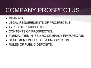 Presentation on Company Prospectus by Shwetang Panchal | PPT