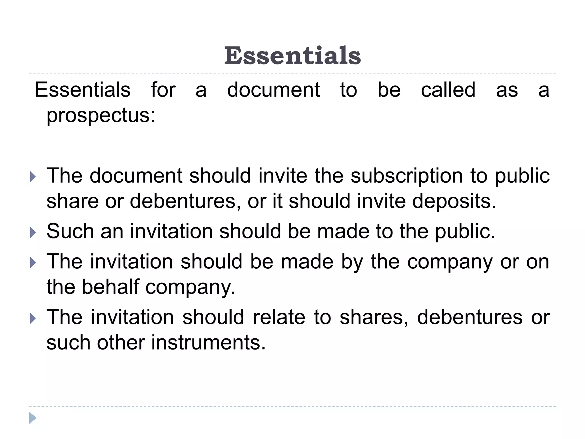 Prospectus - contents and kinds | PPTX