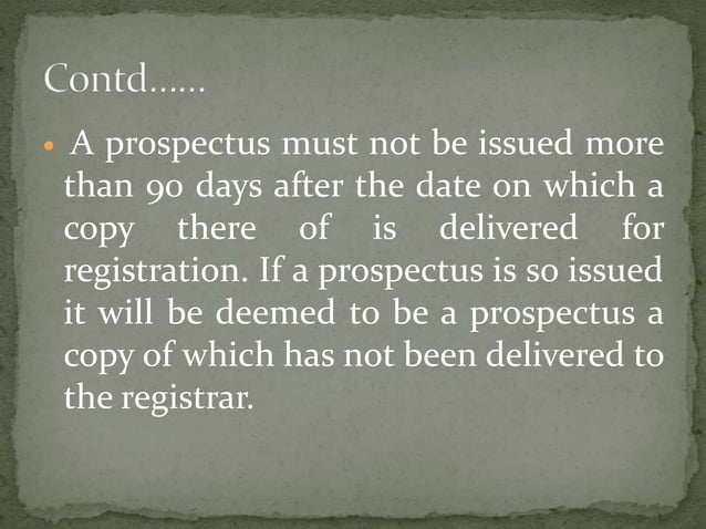 Prospectus of a company | PPTX | Stocks and Bonds | Personal Investing