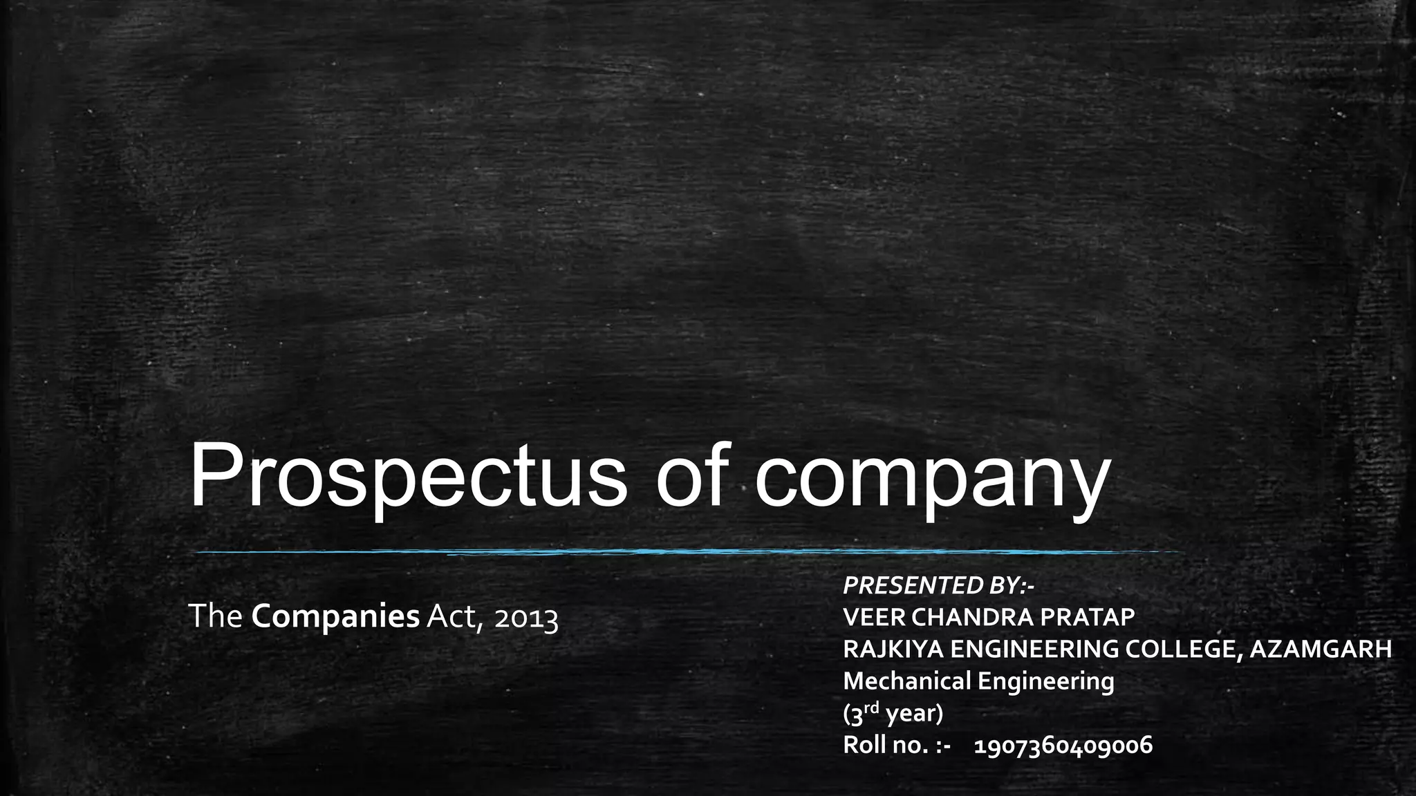 Prospectus of company | PPTX