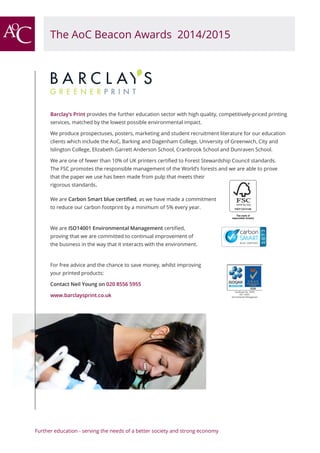 AoC Beacon Awards 2014-15 - Prospectus | PDF