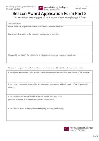 AoC Beacon Awards 2014-15 - How to Apply | PDF