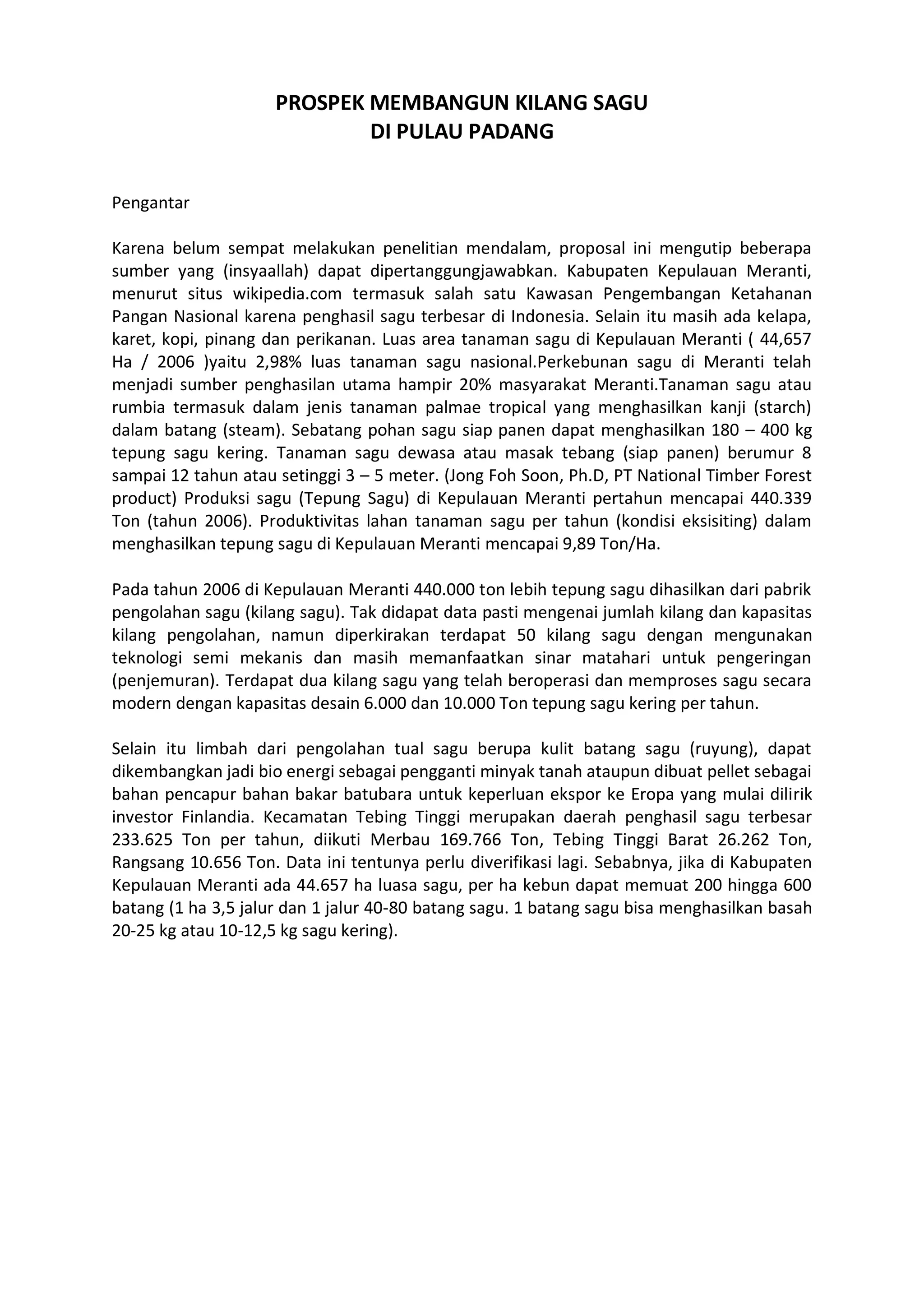 Prospek membangun kilang sagu | PDF