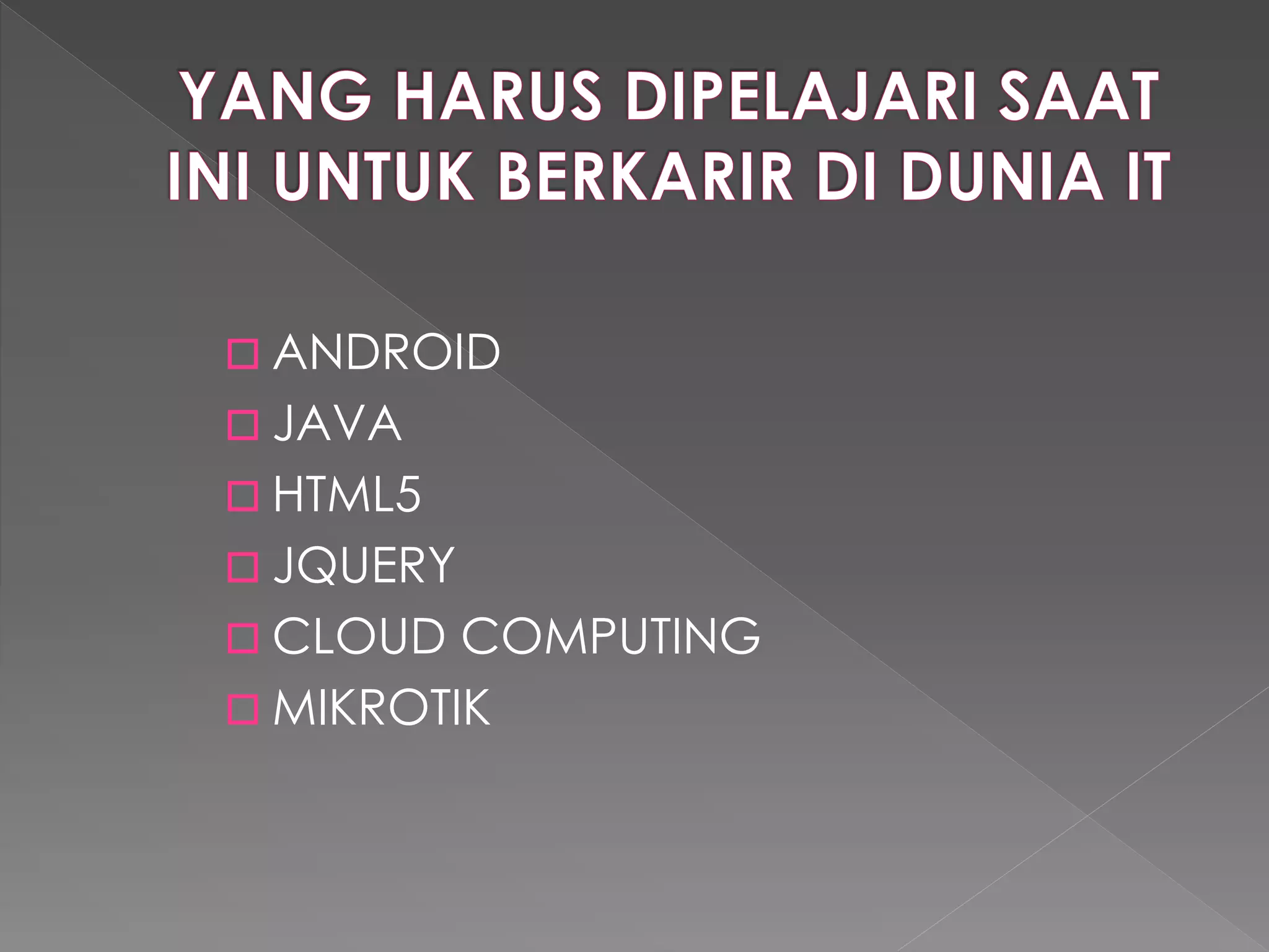 Prospektif manajemen informatika dalam dunia kerja | PPTX