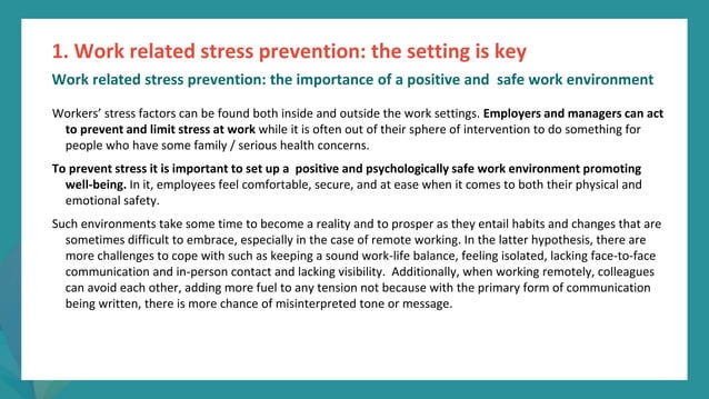 Module 2 / Unit 3 Work related stress prevention and actions | PPTX