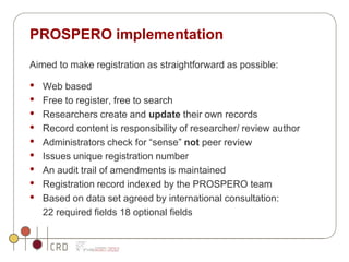 PROSPERO: an international prospective register of systematic review ...