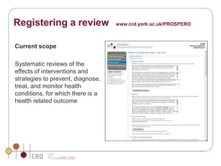 PROSPERO: an international prospective register of systematic review ...