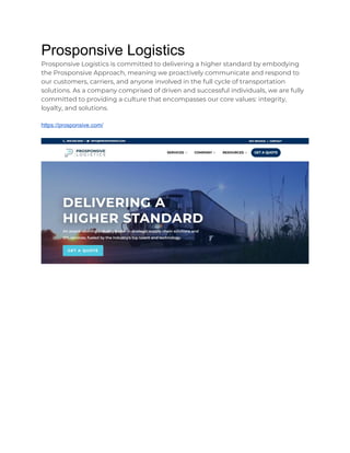 Prosponsive Logistics Third Party Logistics | DOCX