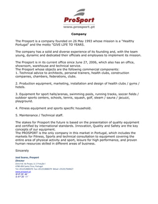 Prosport About Us | PDF