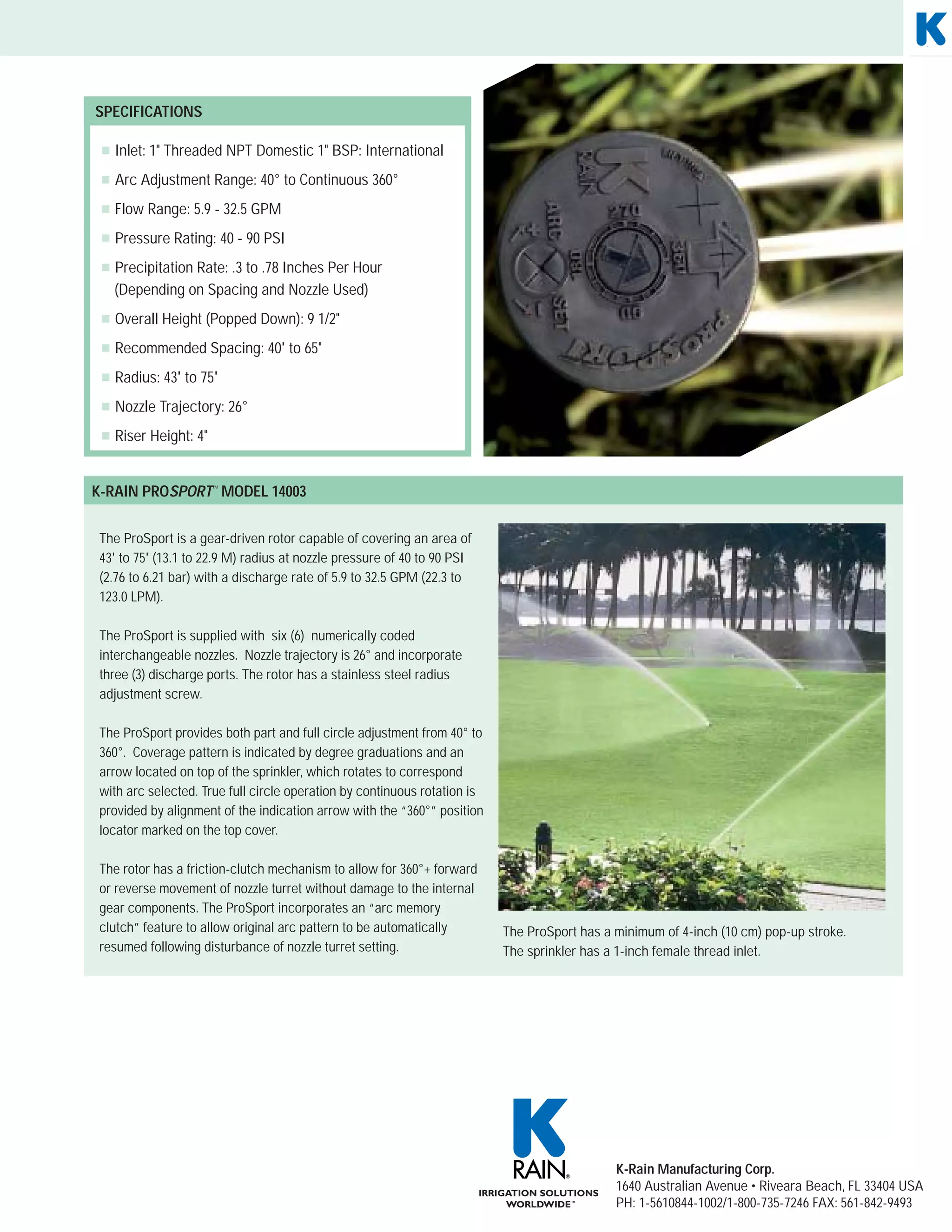 Landscape Irrigation Pro sport spec | PDF