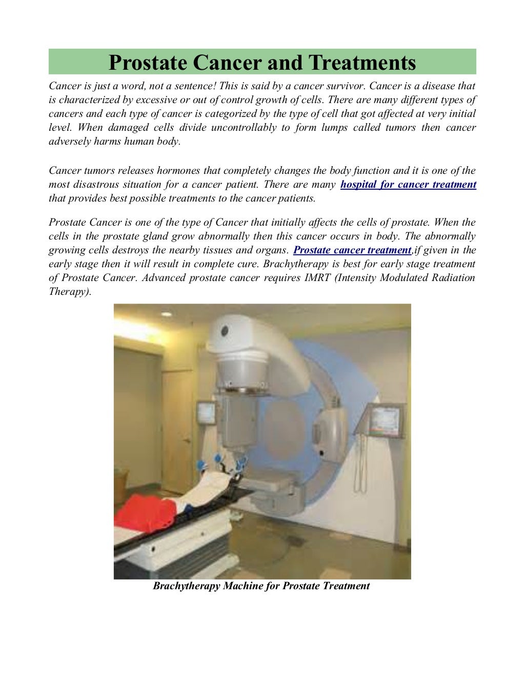 Prostate cancer and treatments