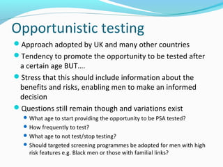 Prostate Cancer Testing and Screening | PPT
