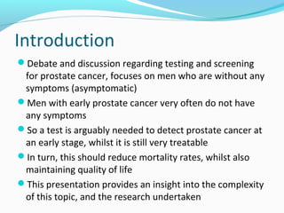Prostate Cancer Testing and Screening | PPT