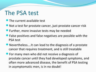 Prostate Cancer Testing and Screening | PPT