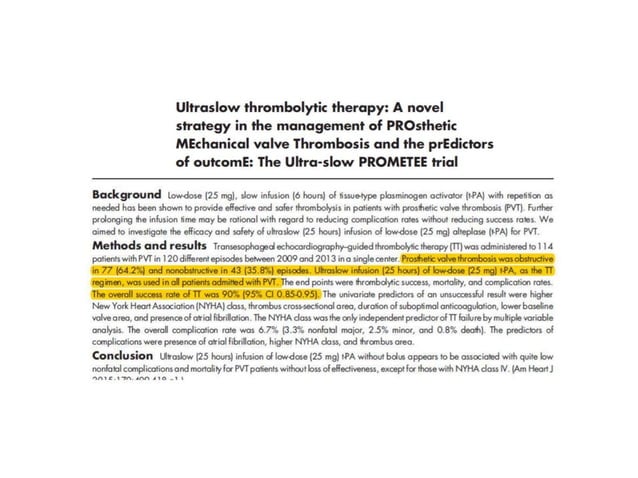 Prosthetic valve thrombosis | PPT