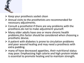 Prosthesis | PPTX | Foot Health | Diseases and Conditions