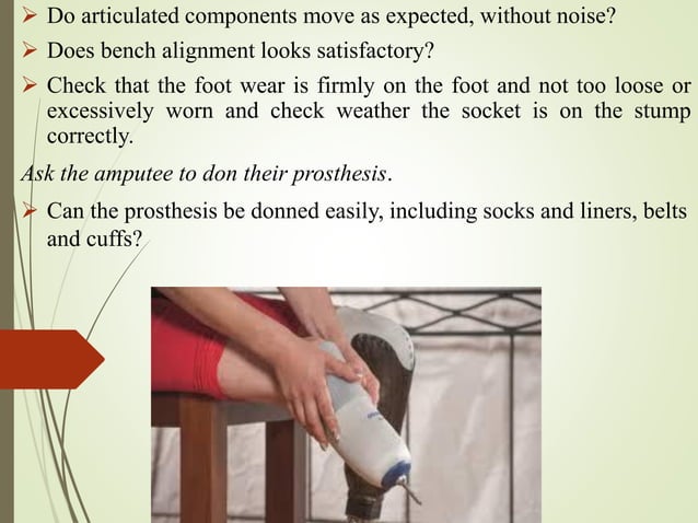 LOWER LIMB PROSTHETIC CHECKOUTS | PDF