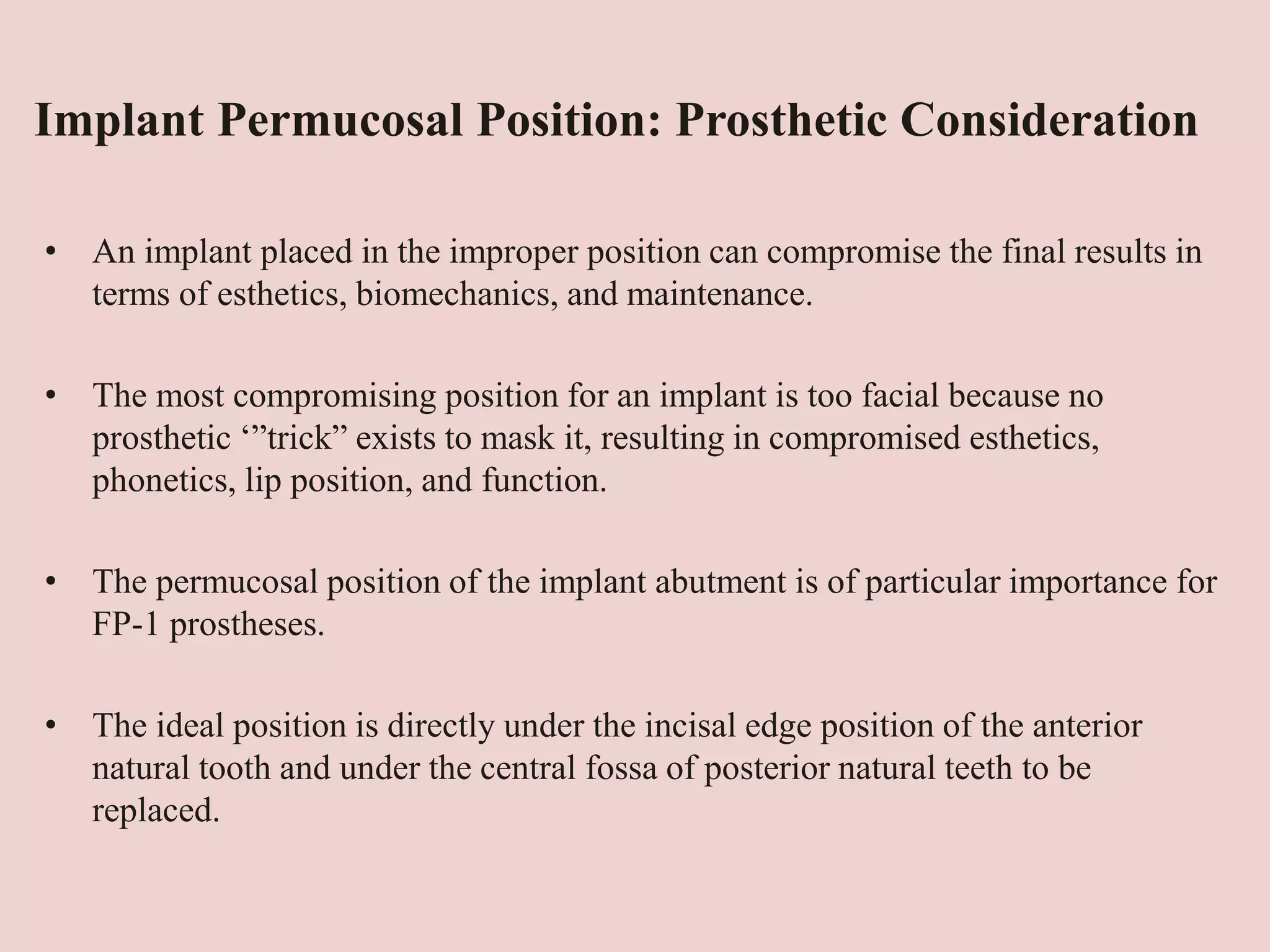 Prosthetic considerations for implant patients | PPTX