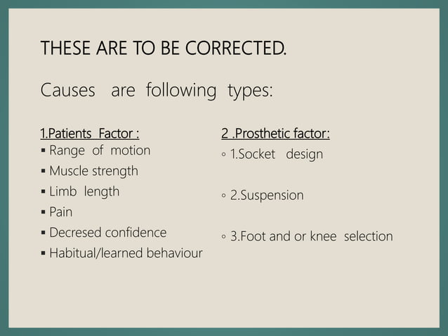 Prosthetic gait deviation | PPTX | Death, Injury, or Military Conflict ...