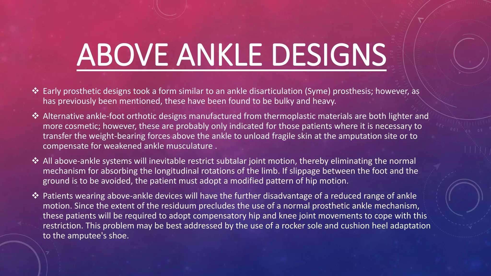 Prosthetic management of different levels of amputation | PPTX