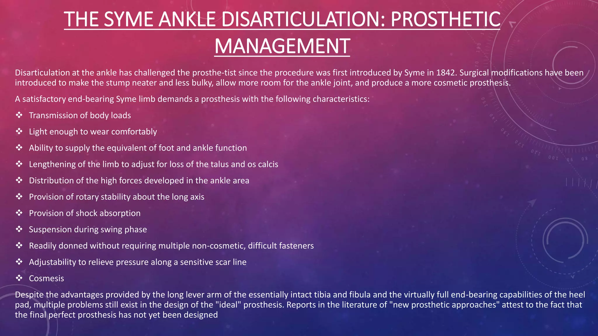 Prosthetic management of different levels of amputation | PPTX