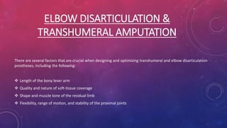 Prosthetic management of different levels of amputation | PPTX