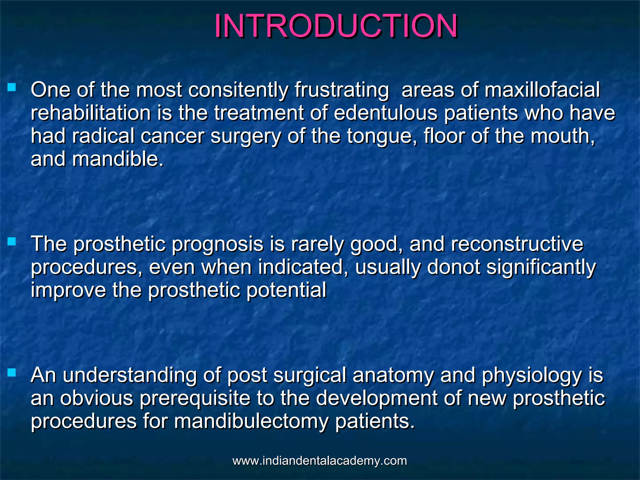 Prosthetic management of mandibulectomy and glossectomy pati ...