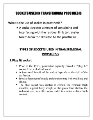 Transfemoral Prosthesis- Suspension, Socket Design | PDF