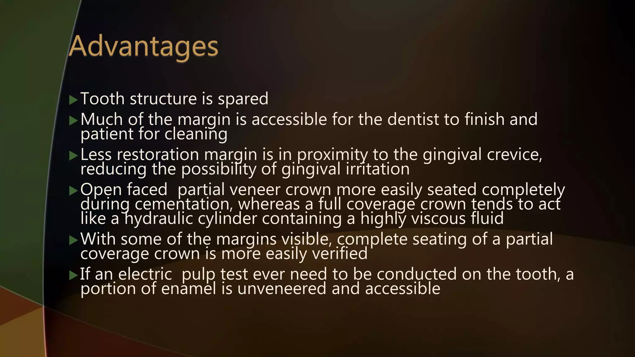 Partial veneer crown preparations | PPTX