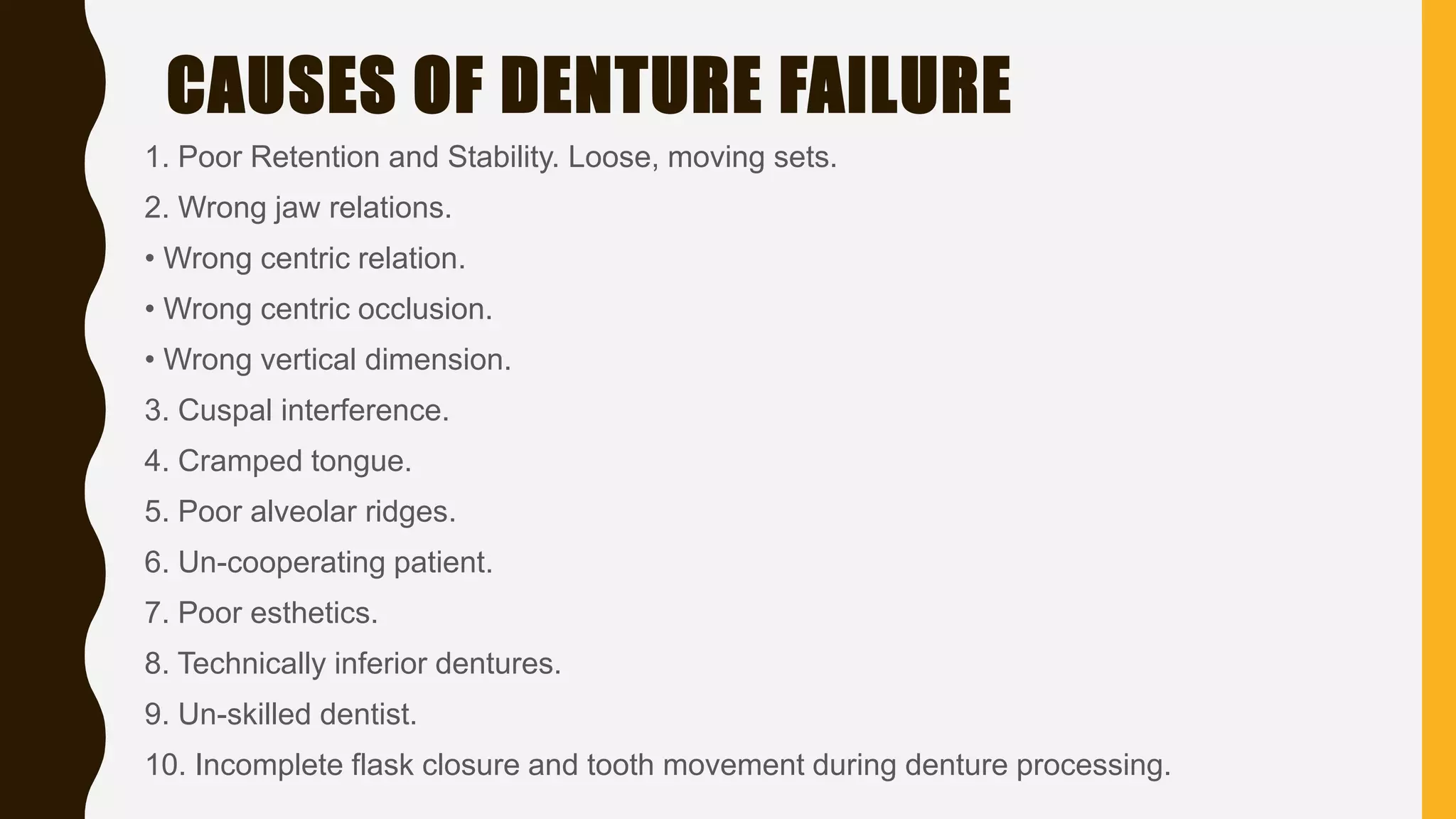 Post insertion problems in complete dentures | PPTX