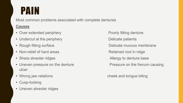Post insertion problems in complete dentures | PPTX | Dental Health ...