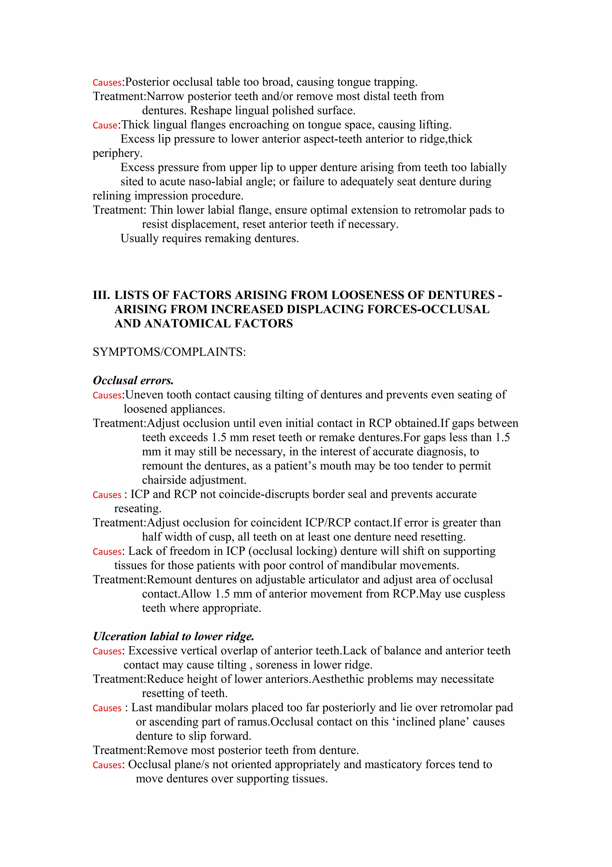 Prosthodontics-failures in cd prosthesis | DOC