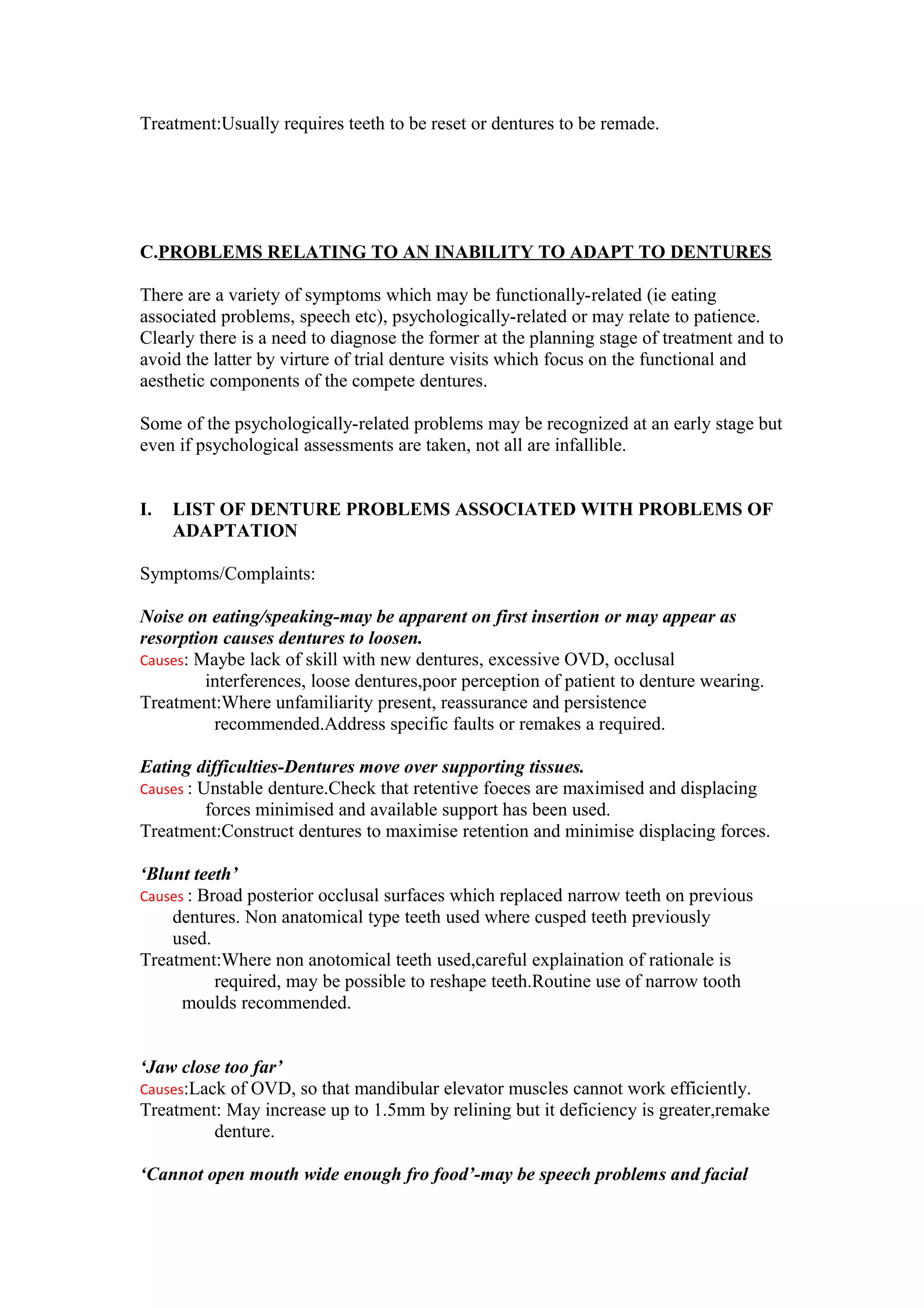 Prosthodontics-failures in cd prosthesis | DOC