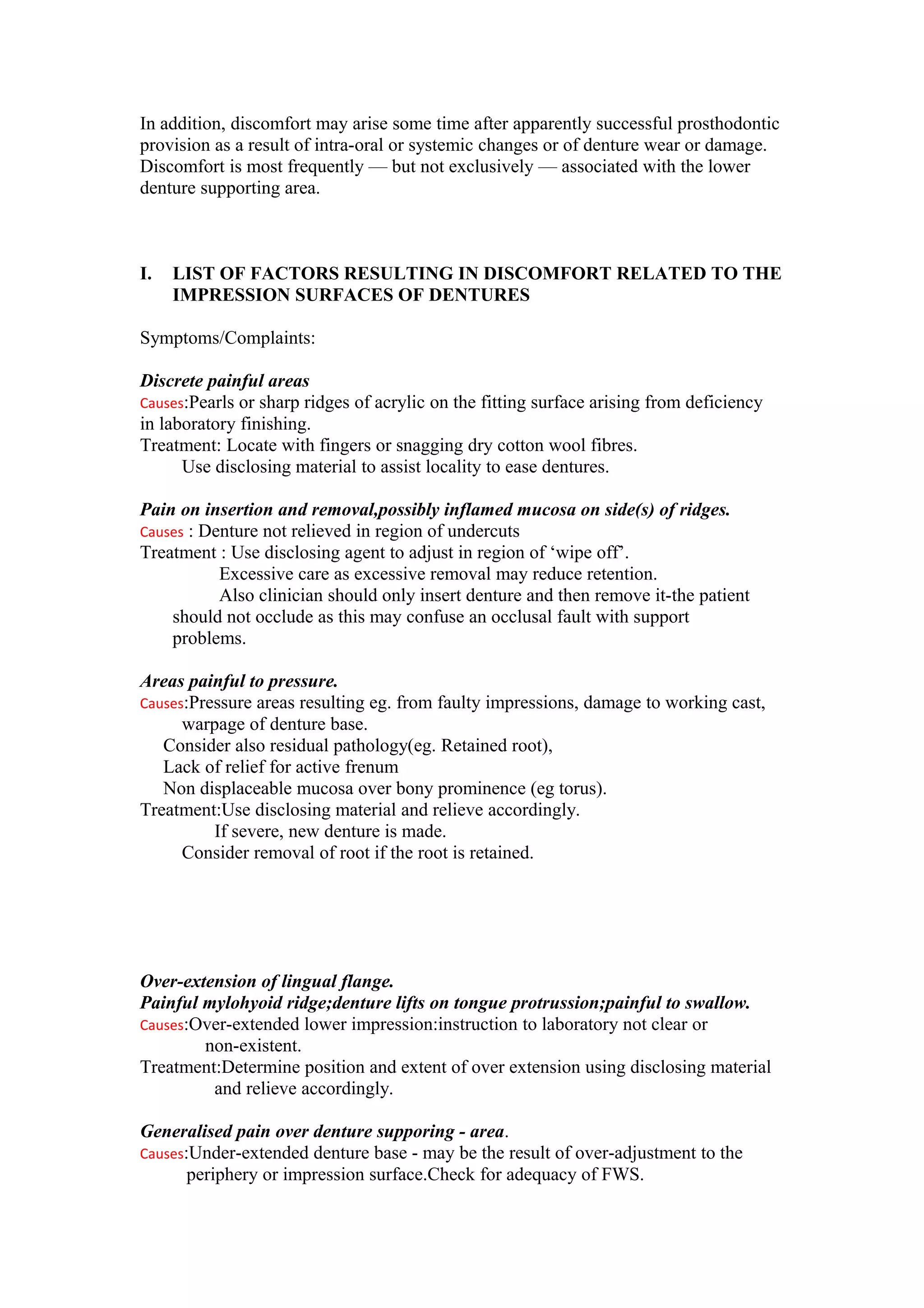 Prosthodontics-failures in cd prosthesis | DOC