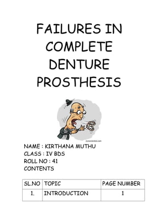 Prosthodontics-failures in cd prosthesis | DOC