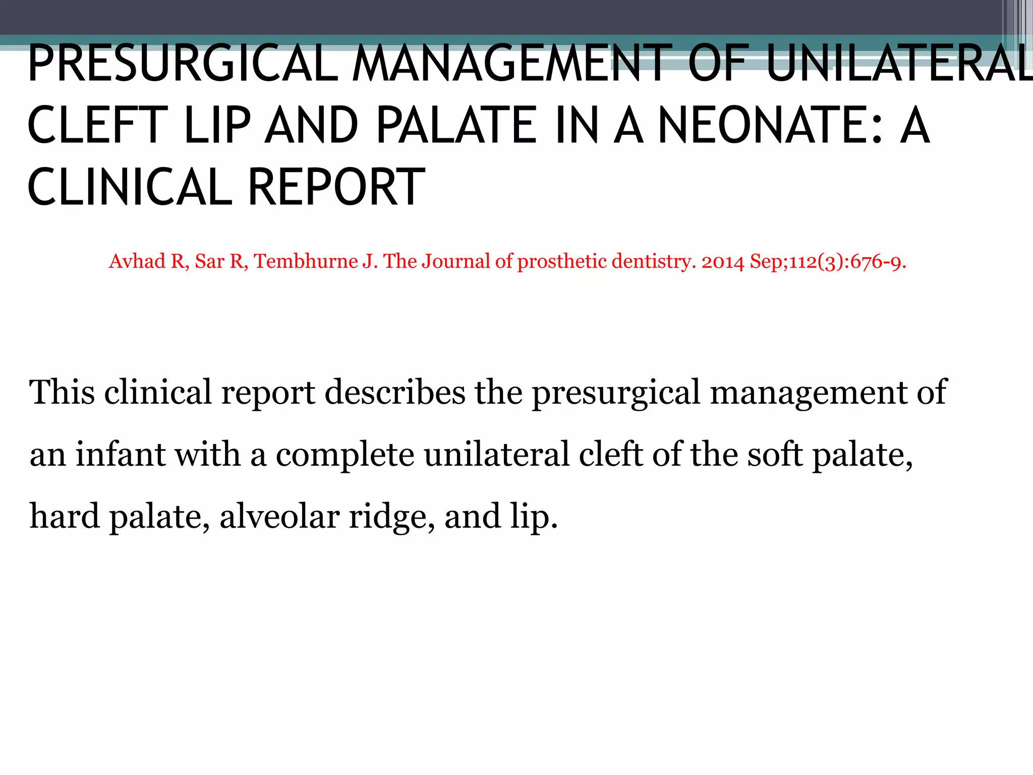 Prosthodontic management of cleft lip and palate | PPTX | Ear, Nose and Throat Conditions ...