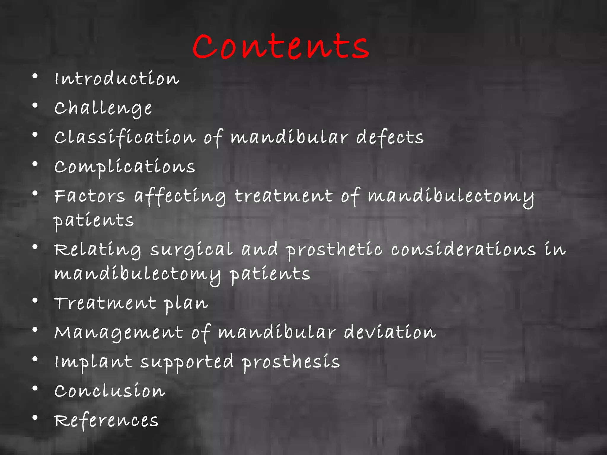 Prosthodontic Management of Mandibular Defects | PPT