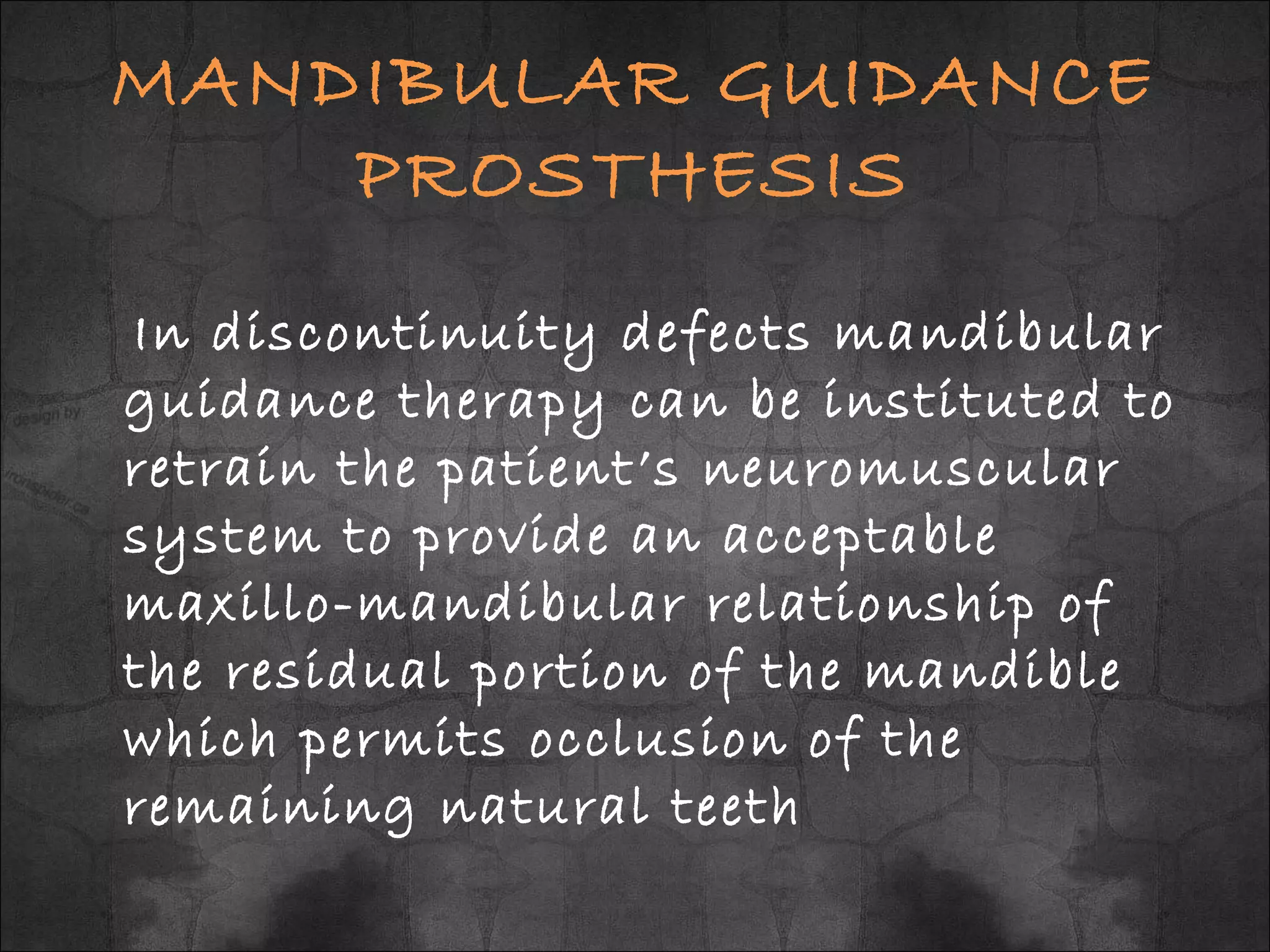 Prosthodontic Management of Mandibular Defects | PPT