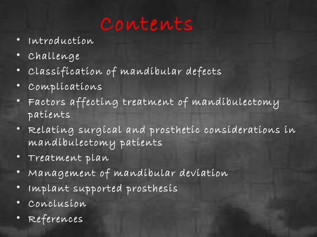Prosthodontic Management of Mandibular Defects | PPT