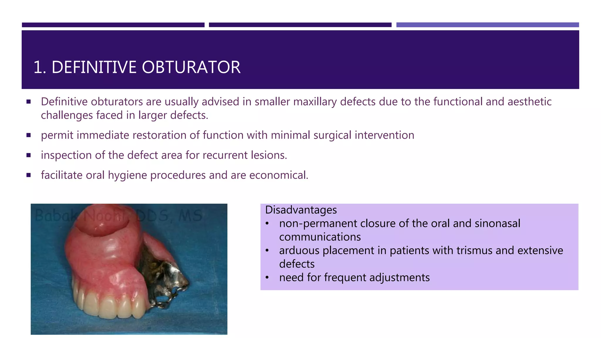 Prosthodontic rehabilitation of maxillary defect in a patient | PPTX