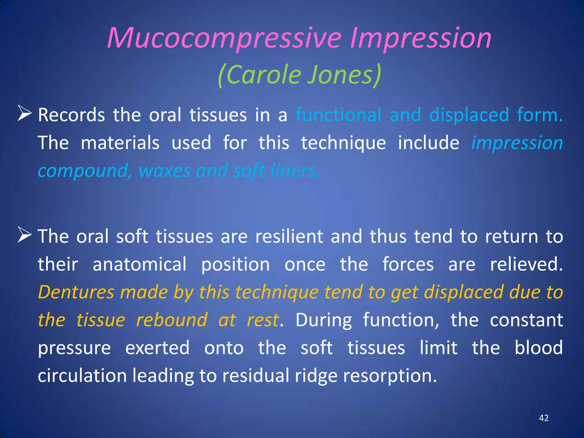 impression techniques of complete denture | PPTX