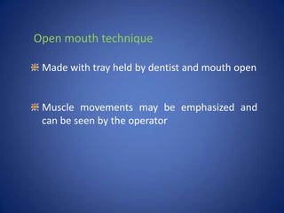 impression techniques of complete denture | PPTX