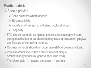 pontics in FPD (prosthodontics) | PPTX