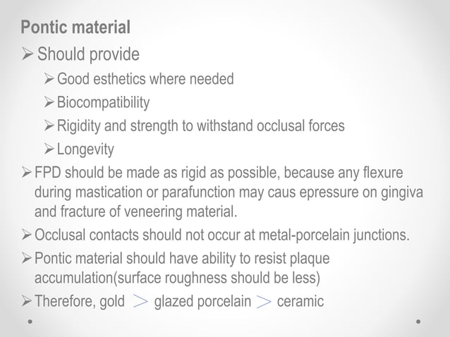 pontics in FPD (prosthodontics) | PPTX | Dental Health | Diseases and ...