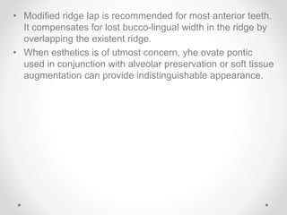 pontics in FPD (prosthodontics) | PPTX