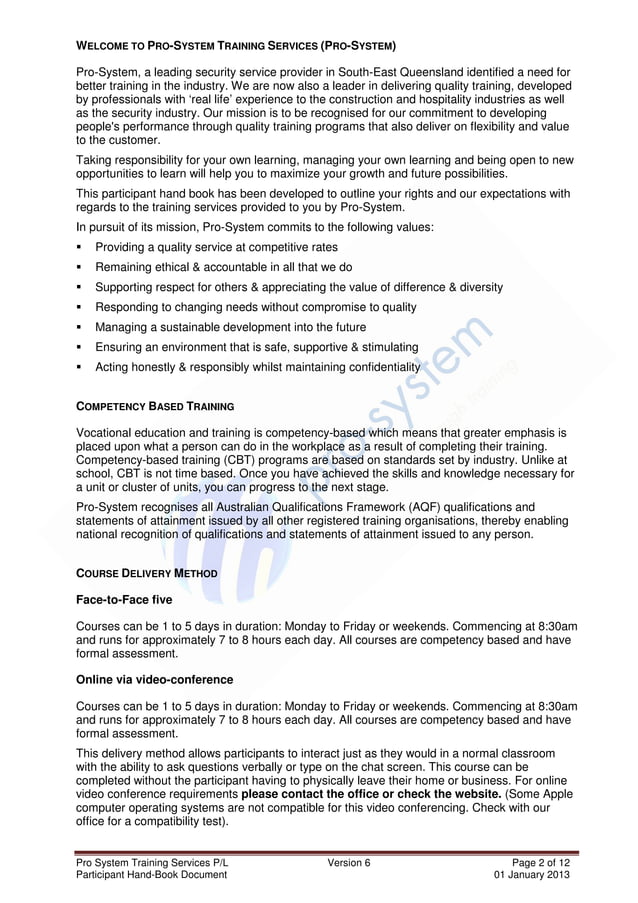 Prosystem participant handbook | PDF