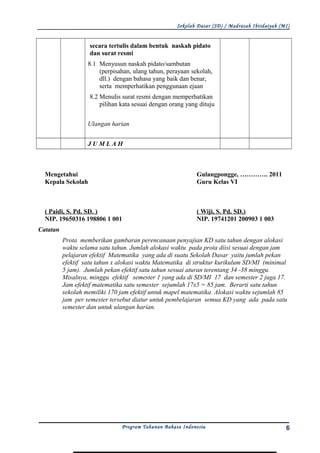 Prota bina kelas vi | DOC