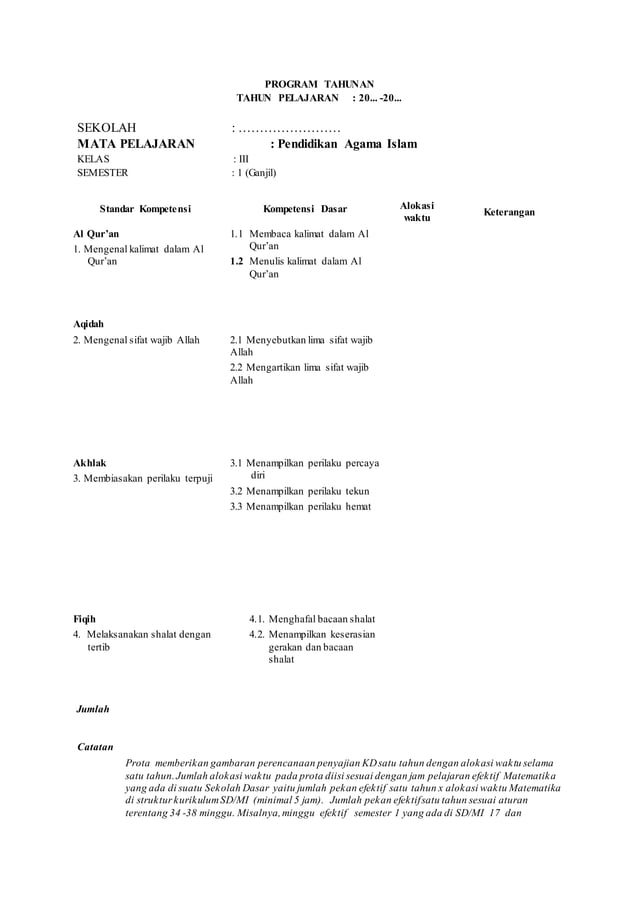 Prota kls 3 ktsp | PDF